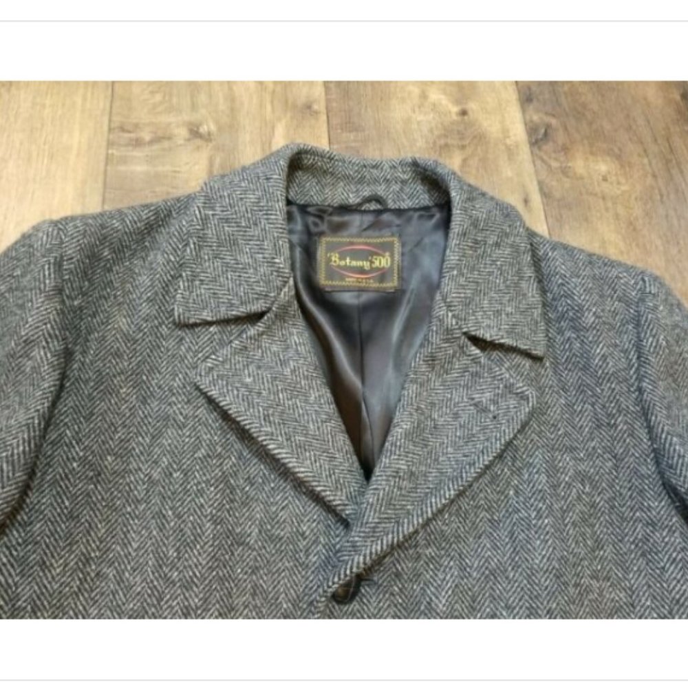 Vtg Botany 500 Wool Blend Herringbone Tweed Coat Lined - Gem
